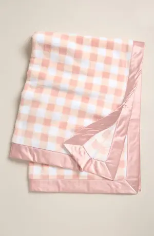 Nordstrom Baby Print Plush Blanket - Pink Lotus Gingham