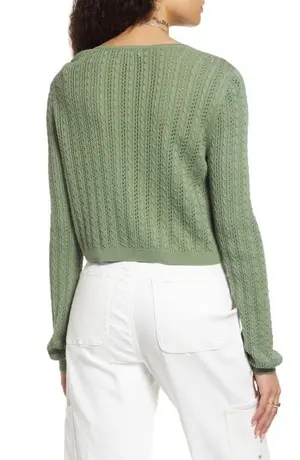 Bp. Cable Knit Tank & Cardigan Set - Green Hedge
