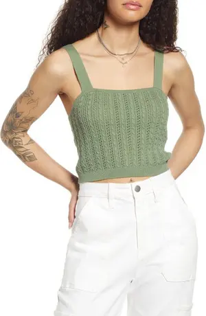 Bp. Cable Knit Tank & Cardigan Set - Green Hedge