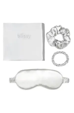 BLISSY Dream 4-piece Mulberry Silk Set - Metallic Silver