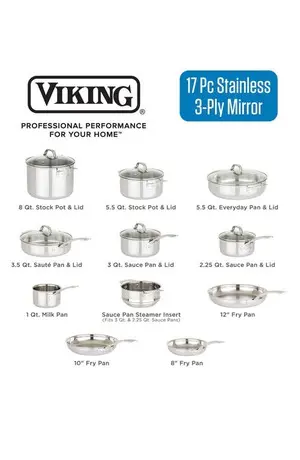 VIKING 17-piece 3-ply Stainless Steel Cookware Set