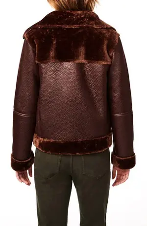 Bernardo Cropped Mixed Media Aviator Jacket