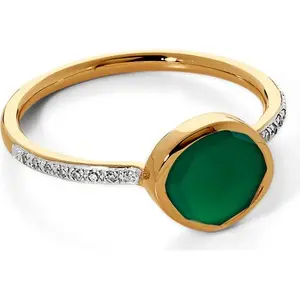 Monica Vinader Siren Green Onyx & Diamond Ring