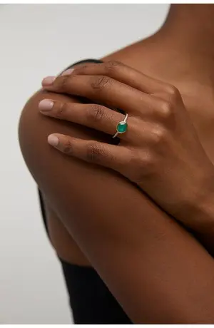 Monica Vinader Siren Green Onyx & Diamond Ring