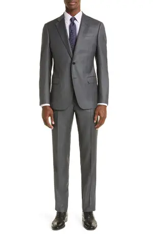 Emporio Armani G-line Mélange Wool Suit At Nordstrom Solid Dark Grey