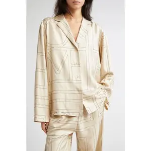 TOTÊME Monogram Silk Pajama Top - Ivory Monogram