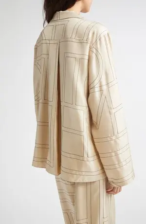 TOTEME Monogram Silk Pajama Top - Ivory Monogram