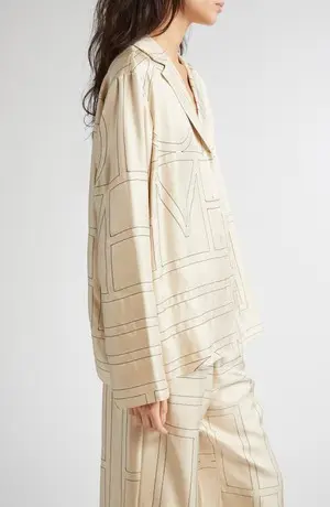 TOTEME Monogram Silk Pajama Top - Ivory Monogram