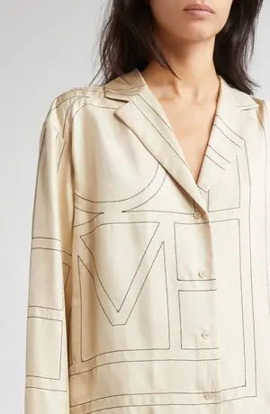 TOTEME Monogram Silk Pajama Top - Ivory Monogram