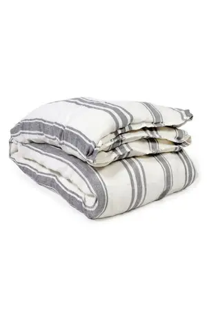 POM POM AT HOME Jackson Stripe Linen Duvet Cover Grey White