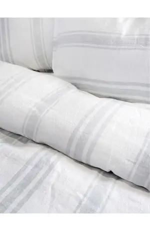 POM POM AT HOME Jackson Stripe Linen Duvet Cover - White/ocean