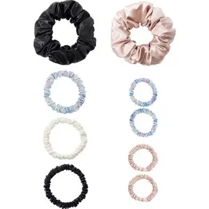 BLISSY 9-pack Assorted Silk Scrunchies - White