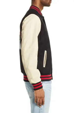 Ksubi Globe Wool-blend & Leather Bomber Jacket
