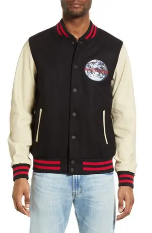Ksubi Globe Wool-blend & Leather Bomber Jacket