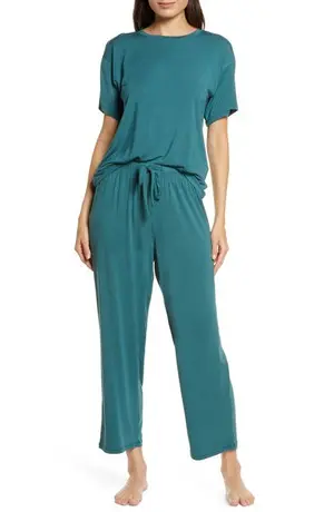 Nordstrom Moonlight Eco Easy Crop Pajamas Teal Cyrus