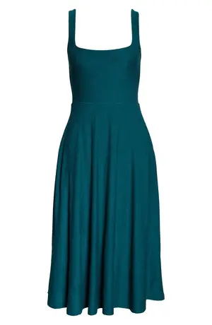 Beyond Yoga Featherweight Square Neck Midi Dress - Deep Sea Heather
