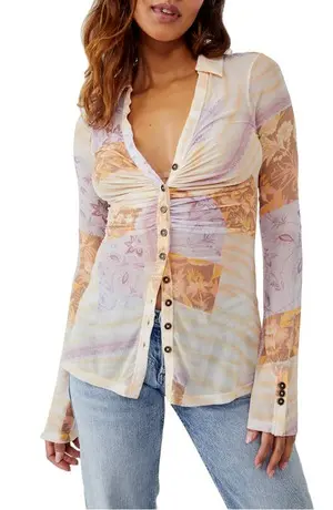 Free People Floral Button-up Shirt