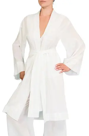 EVERYDAY RITUAL Short Tie Waist Robe White