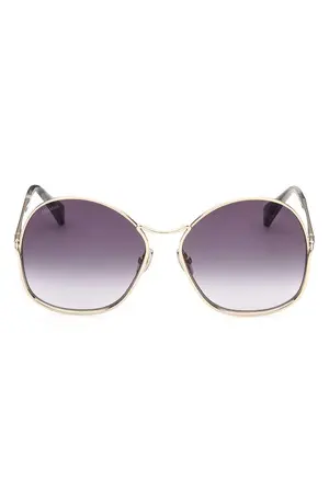 Max Mara Max Mara 60mm Geometric Sunglasses Gold / Gradient Smoke
