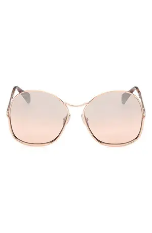 Max Mara Max Mara 60mm Geometric Sunglasses Gold/ Other / Brown Mirror