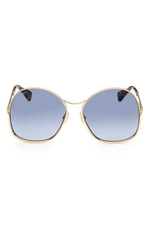 Max Mara Max Mara 60mm Geometric Sunglasses Shiny Deep Gold / Blue