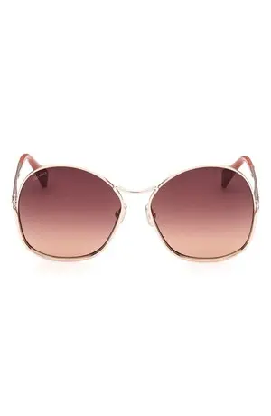 Max Mara Max Mara 60mm Geometric Sunglasses Shiny Rose Gold / Brown
