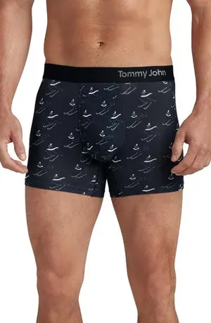 Tommy John 4-inch Cool Cotton Boxer Briefs - Sprcd Up Blck Bty
