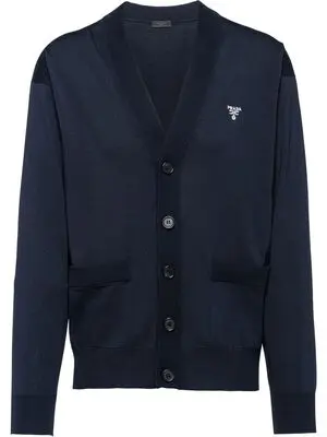 希少 美品 PRADA カシミヤ シルク Vネック デザイン 長袖 カーディガン PRADA（プラダ） 美品△PRADA 2019年製 カシミヤ シルク Vネック 長袖
