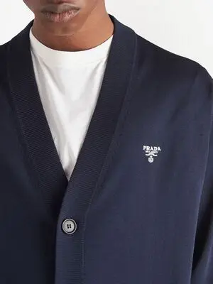 Prada V-Neck Silk Cardigan - Blue | Editorialist