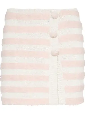 Balmain Striped Knitted Skirt - White