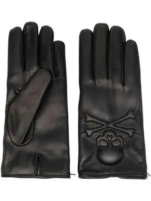 Philipp Plein Leather Gloves - Black