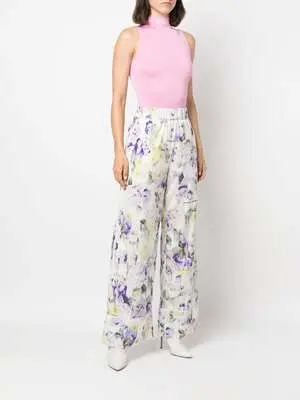 Off-White Floral-print Palazzo Pants