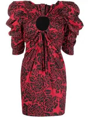 Philosophy Di Lorenzo Serafini Puff-sleeved Draped Dress - Red