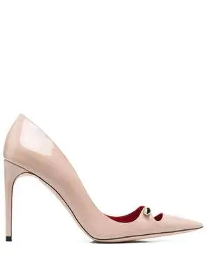 HARDOT 90mm Bar-detail Patent Leather Pumps