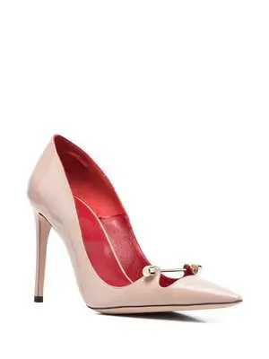 HARDOT 90mm Bar-detail Patent Leather Pumps