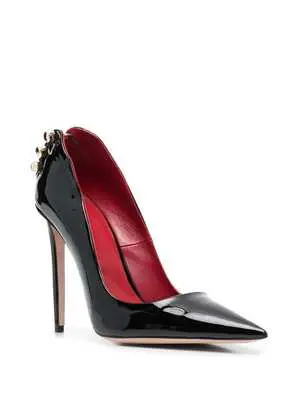 HARDOT 110mm Bar-detail Patent Leather Pumps