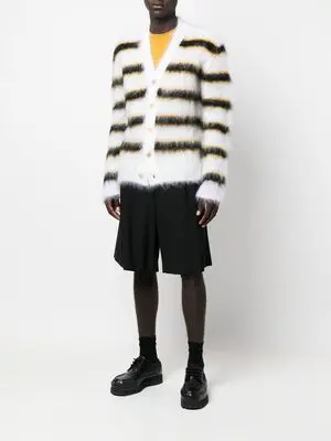 Marni Stripe-print Mohair-wool Cardigan - White