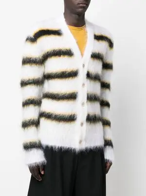 Marni Stripe-print Mohair-wool Cardigan - White