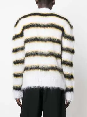 Marni Stripe-print Mohair-wool Cardigan - White