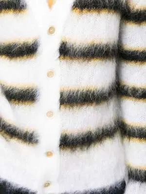 Marni Stripe-print Mohair-wool Cardigan - White