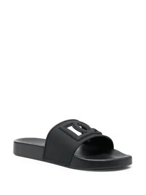 Dolce & Gabbana Cut-out Logo Slides - Black