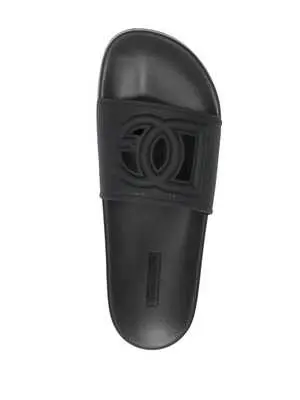 Dolce & Gabbana Cut-out Logo Slides - Black