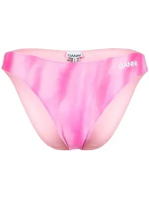 GANNI Logo-print Bikini Bottoms - Pink