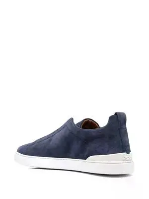 Zegna Triple Stitch Suede Slip-ons - Blue
