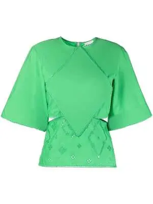 GANNI Broderie Anglaise T-shirt - Green
