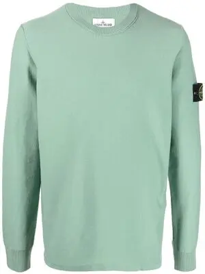 Stone Island Compass-patch Crew-neck Sweater - Green
