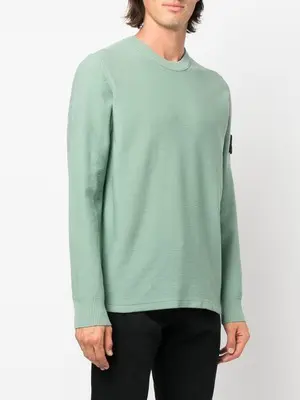 Stone Island Compass-patch Crew-neck Sweater - Green