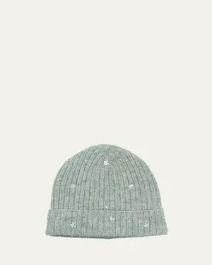 Portolano Crystal Flower Embellished Beanie Hat