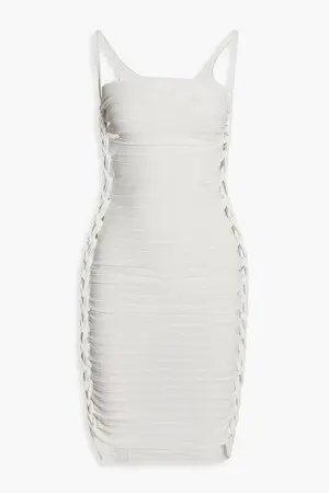 DION LEE Braided Ribbed Knit Mini Dress - Ivory
