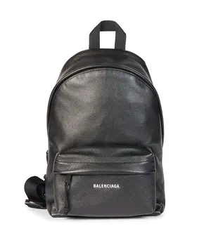 Balenciaga Grained Leather Sling Backpack - Black - Black
